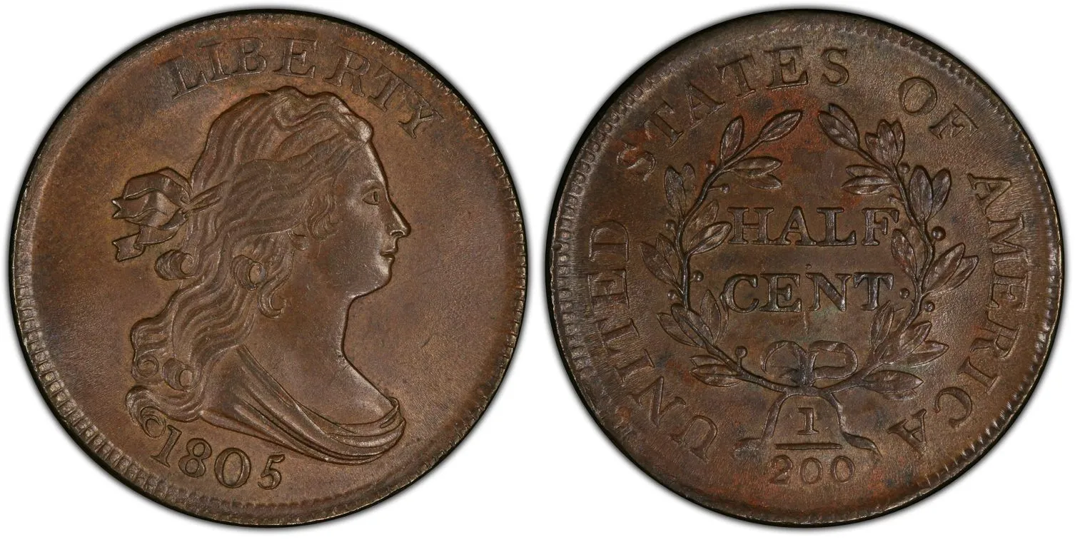 1805 Half Cent Value: Mint Varieties, Rarity, And Current Prices - Coins-Value.com