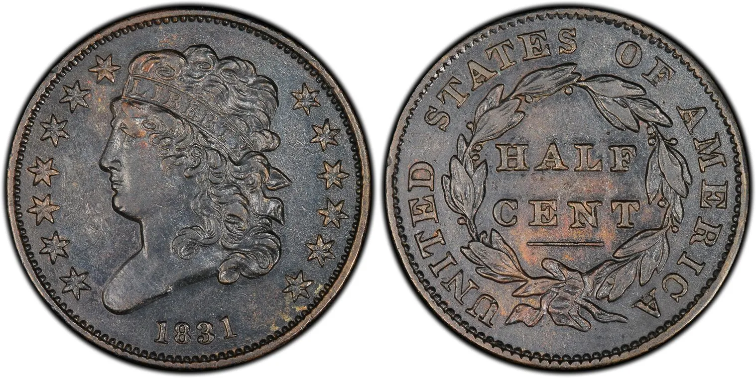 1831 Half Cent Value: Mint Varieties, Rarity, And Current Prices - Coins-Value.com