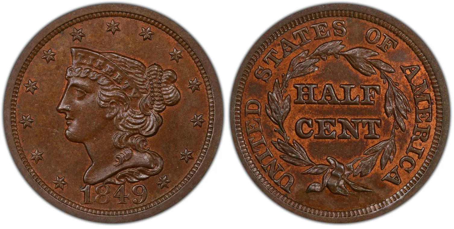 1849 Half Cent Value: Mint Varieties, Rarity, And Current Prices - Coins-Value.com
