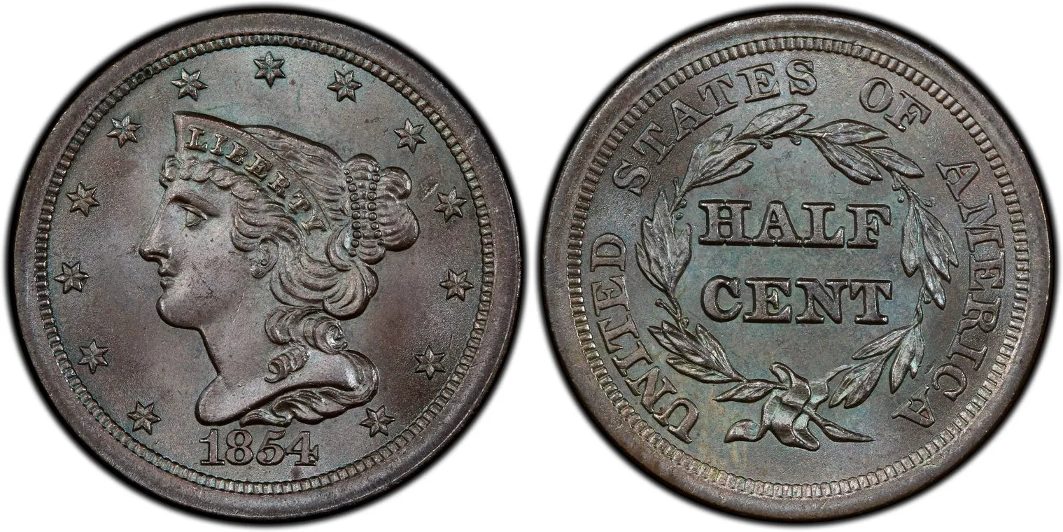 1854 Half Cent Value: Mint Varieties, Rarity, And Current Prices - Coins-Value.com