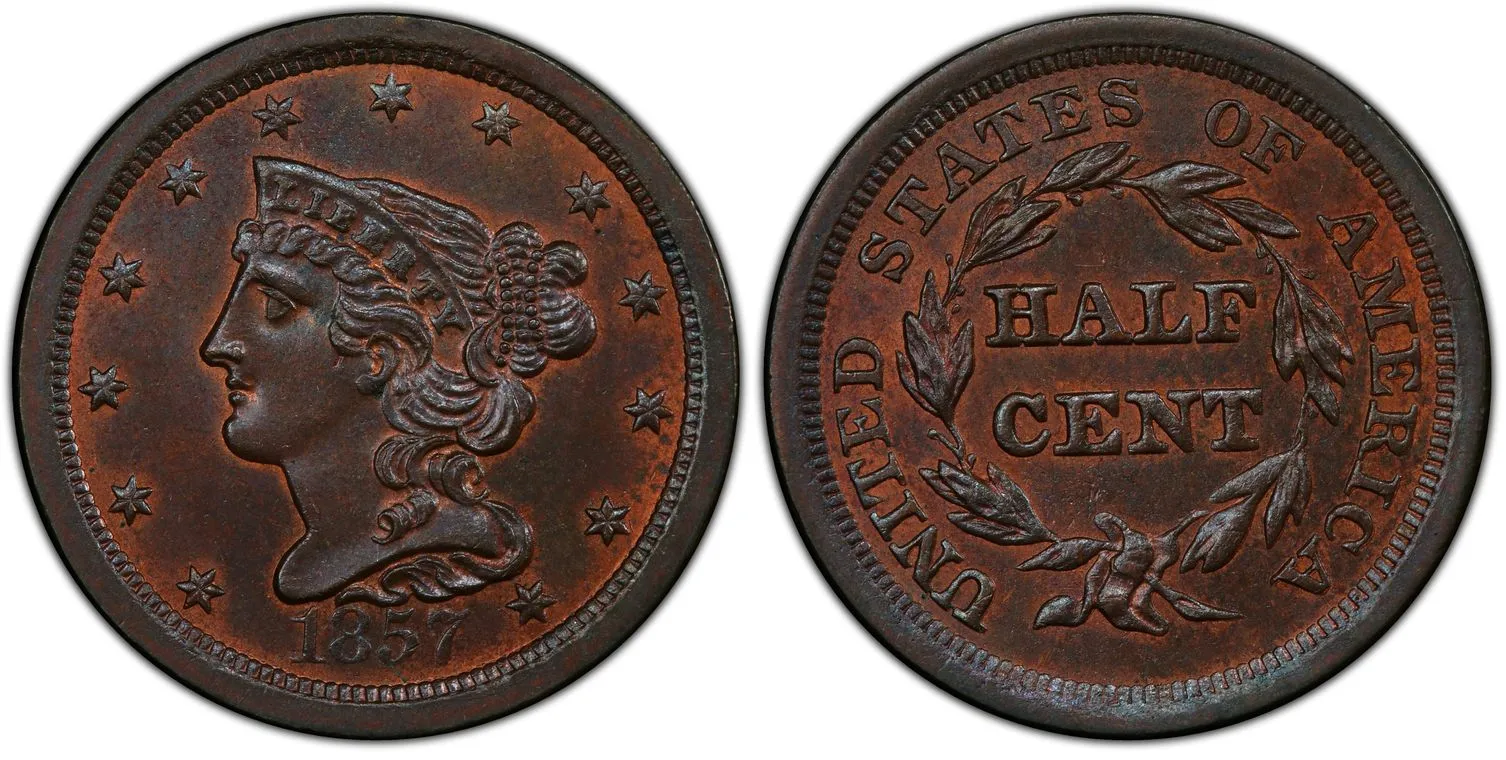 1857 Half Cent Value: Mint Varieties, Rarity, And Current Prices - Coins-Value.com
