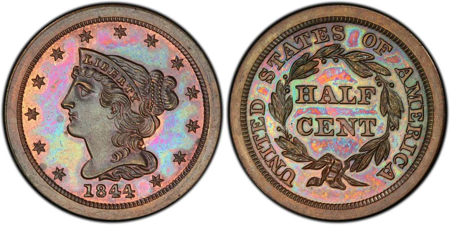 1844 Half Cent Value: Mint Varieties, Rarity, And Current Prices - Coins-Value.com
