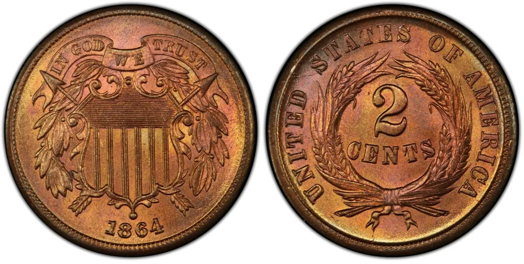 1864 Two Cents Value: Mint Varieties, Rarity, And Current Prices - Coins-Value.com