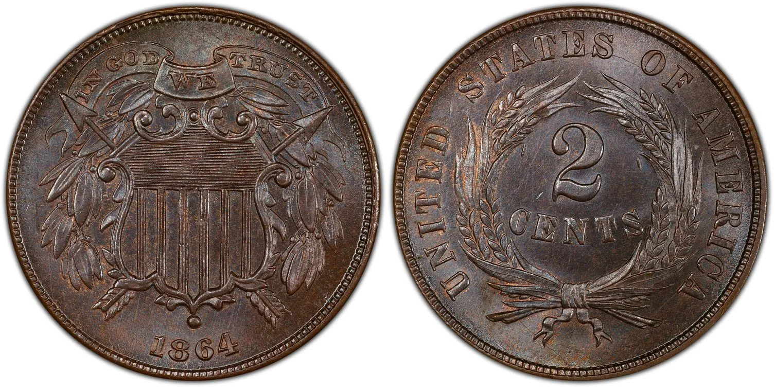 1864 Two Cents Value: Mint Varieties, Rarity, And Current Prices - Coins-Value.com