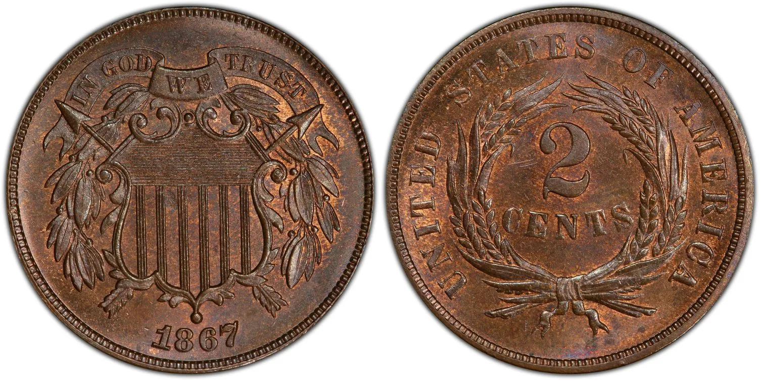 1867 Two Cents Value: Mint Varieties, Rarity, And Current Prices - Coins-Value.com