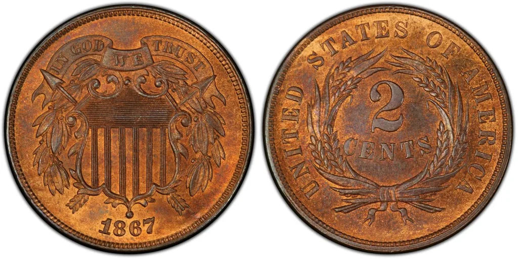 1867 Two Cents Value: Mint Varieties, Rarity, And Current Prices - Coins-Value.com