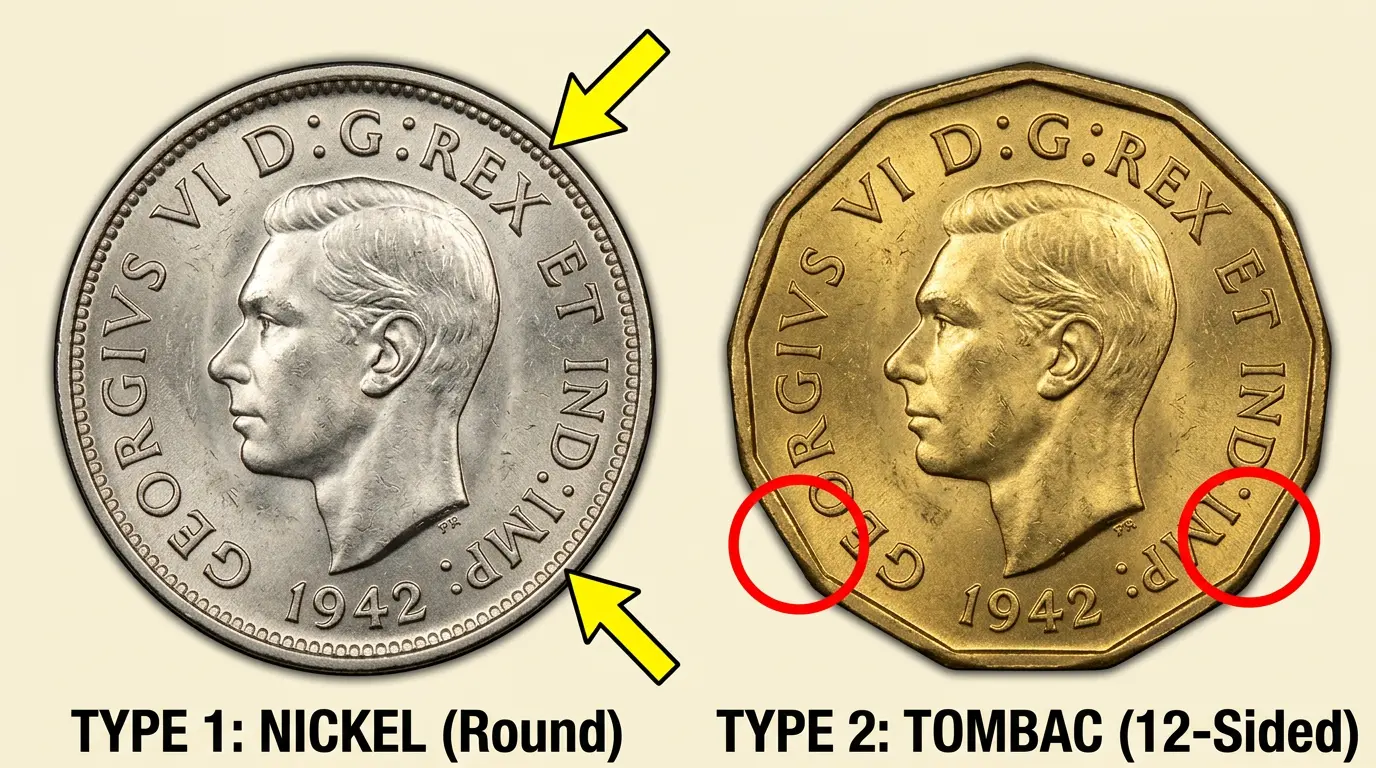 1942 Canadian Nickel Value: Round Nickel & 12-Sided Tombac Wartime 5 ...
