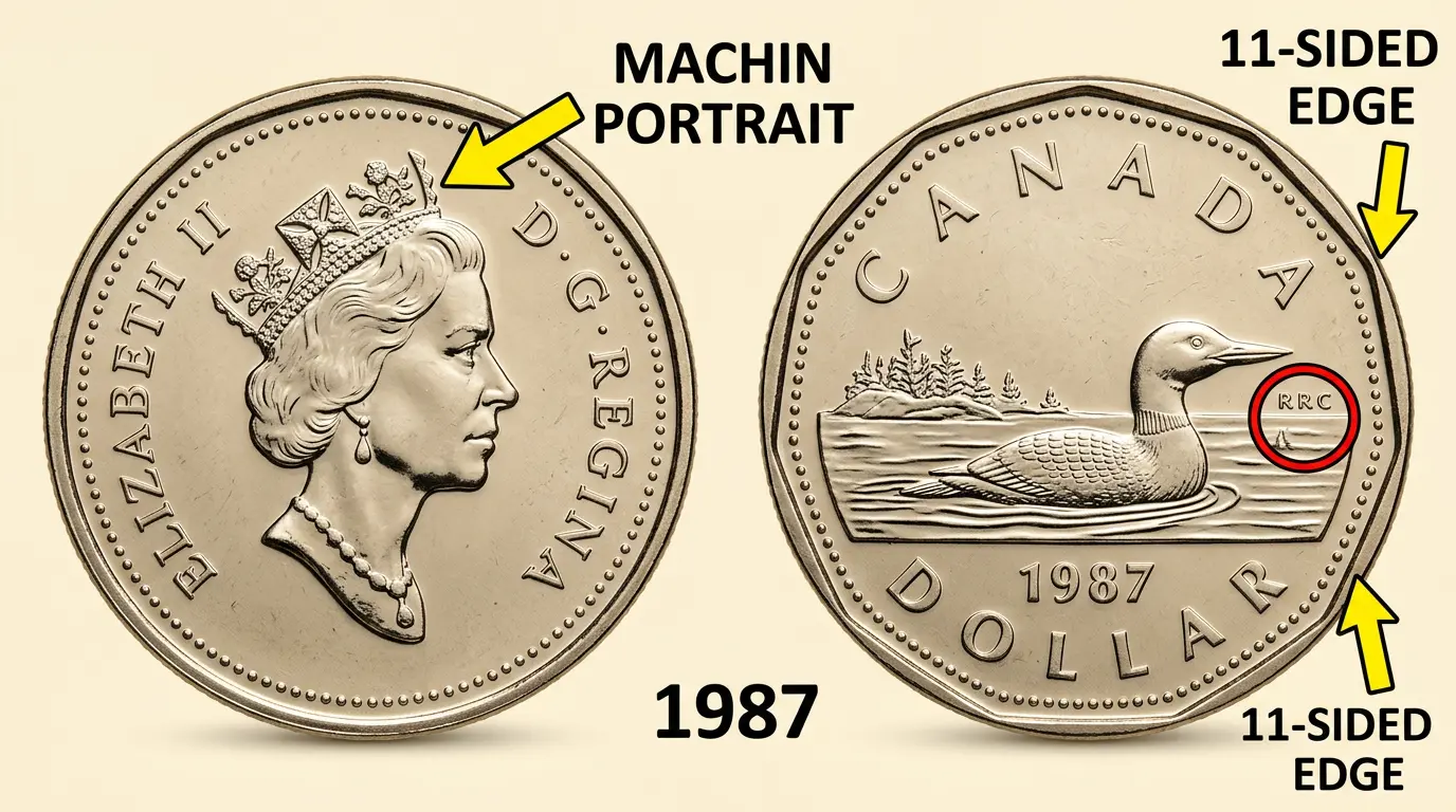1987 Canadian Dollar (Loonie) Value: Inaugural Loon & Davis Strait ...