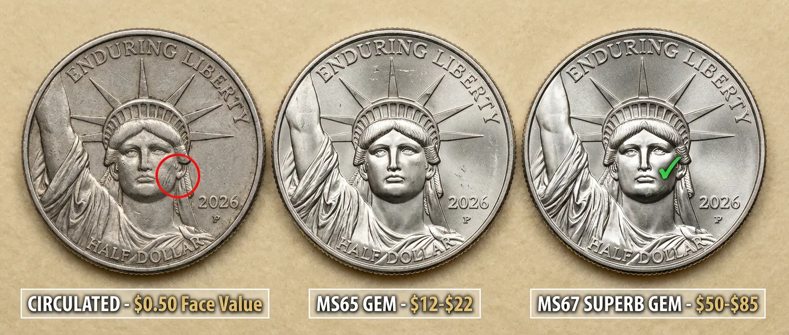 2026 Half Dollar Value: Semiquincentennial Enduring Liberty Price Guide ...